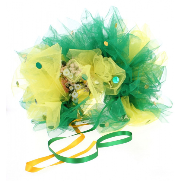 Chapeau catherinette original jaune et vert